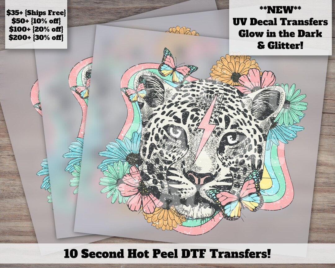 DTF Tiger and Floral Heat Transfers Trendy Hot Peel Ready to - Etsy