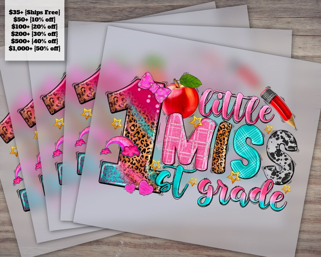 Little Miss First Grade Design Ready to Press, Heat Transfer, 1st Grade ...