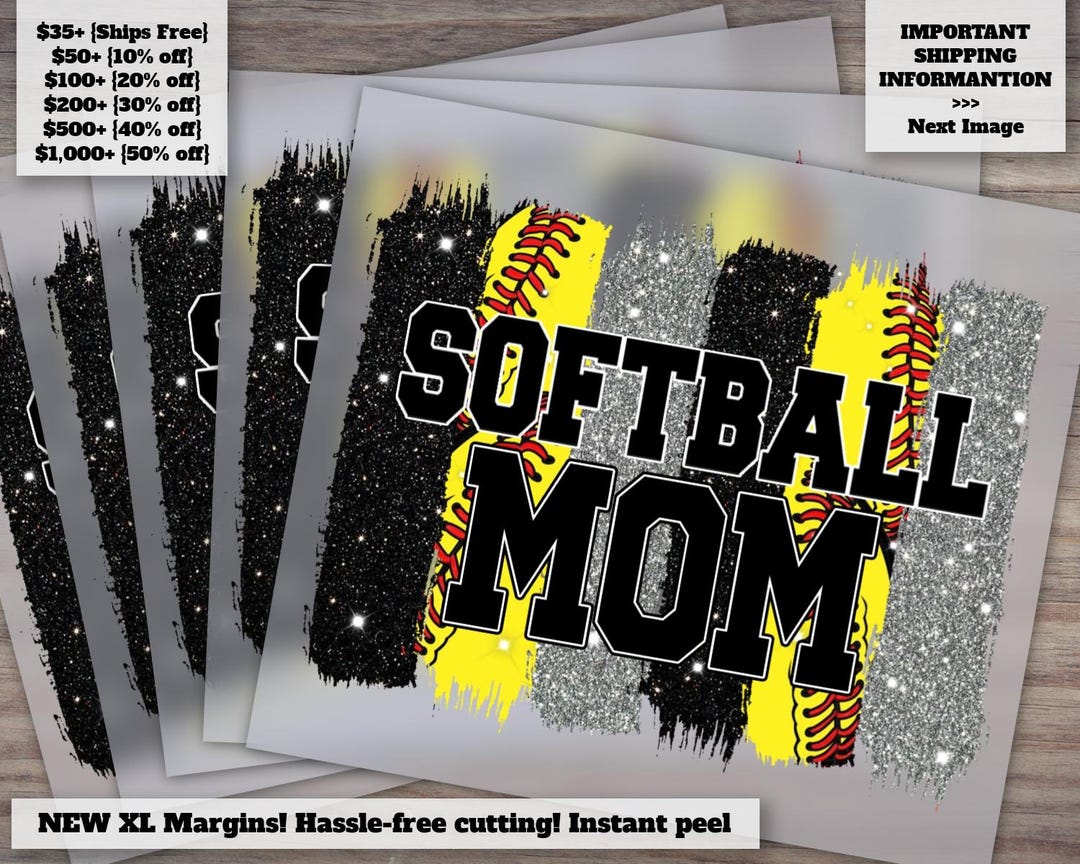 Softball Mom Glitter Brush Stroke, Heat Transfer Ready-to-press ...