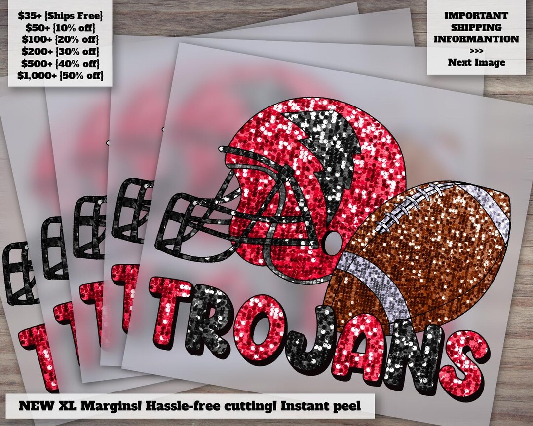 Ready to Press Sequin Trojans in Red Black, Football-themed Heat ...