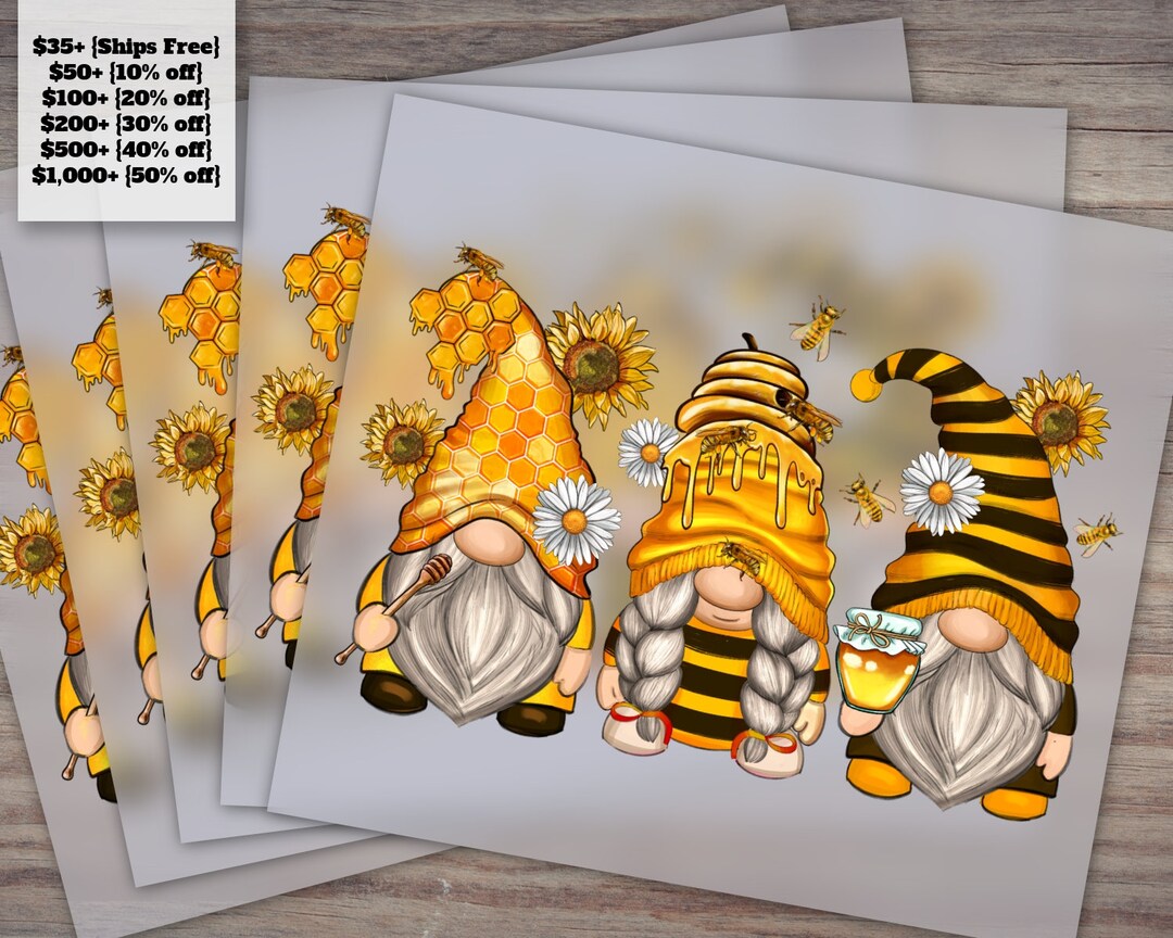 Bumble Bee Gnomes Hand-drawn Designs for Heat Transfer, DTF, Ready to ...