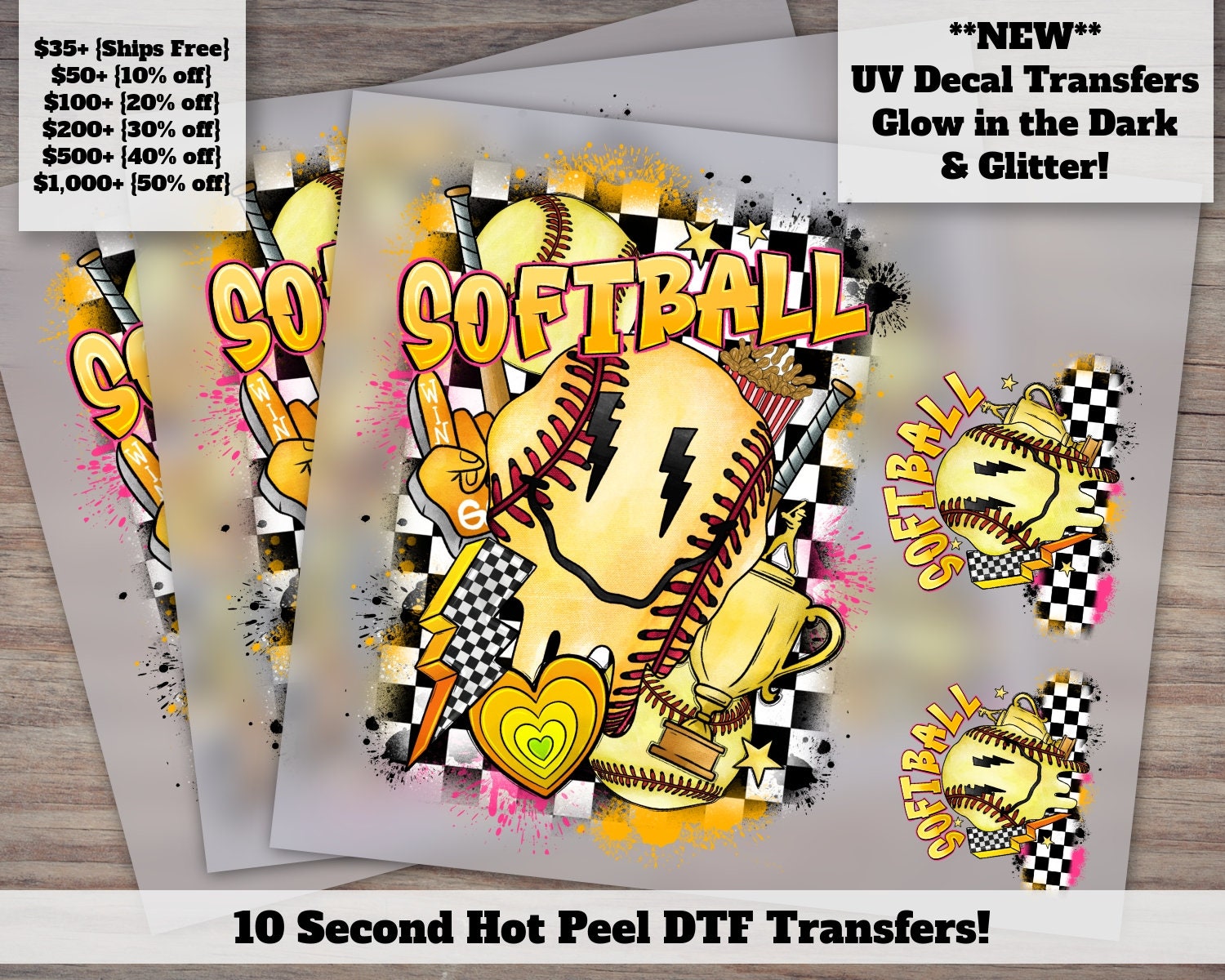 Retro Softball Smiley Face Design Perfect for Softball Moms, Heat ...