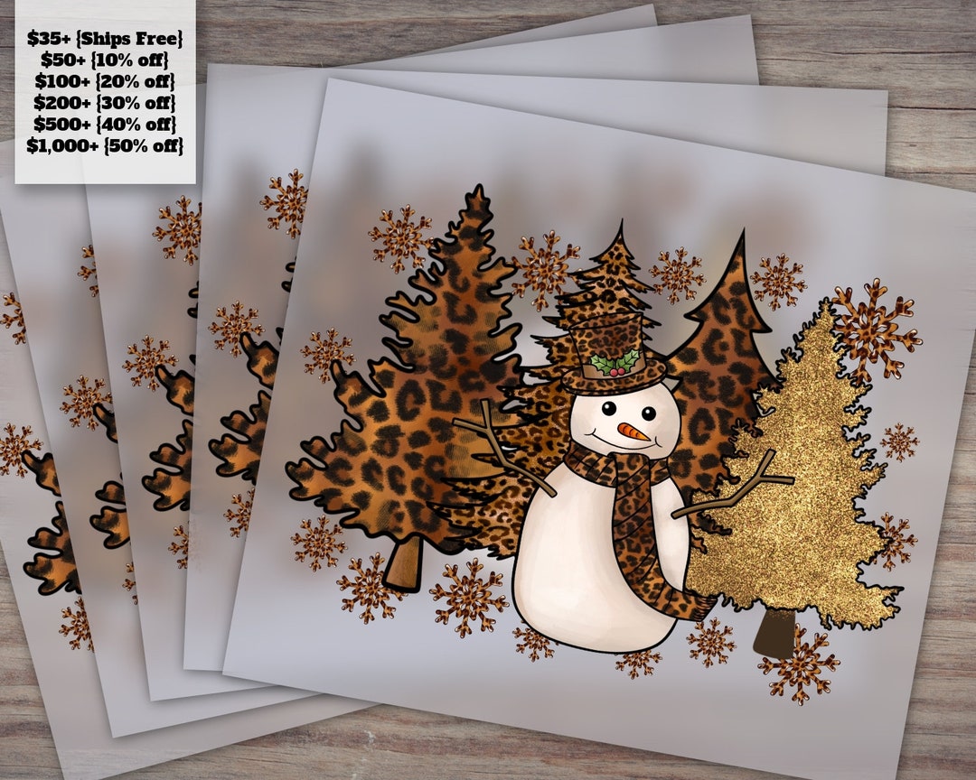 Leopard Snowman Winter Design, Ready to Press Heat Transfer, DTF ...