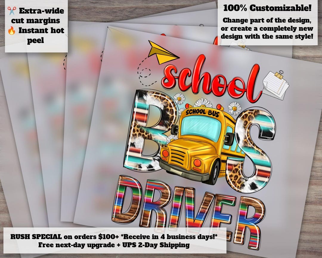 Back to School Bus Driver Design - Ready to Press, Heat Transfer, DTF ...