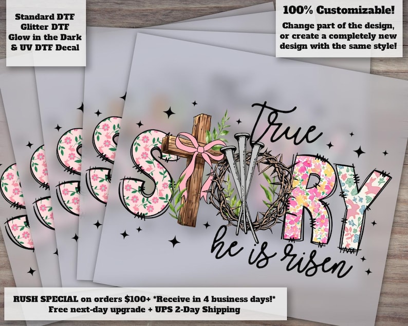 True Story He is Risen Retro Easter DTF Heat Transfer Vintage Christian ...