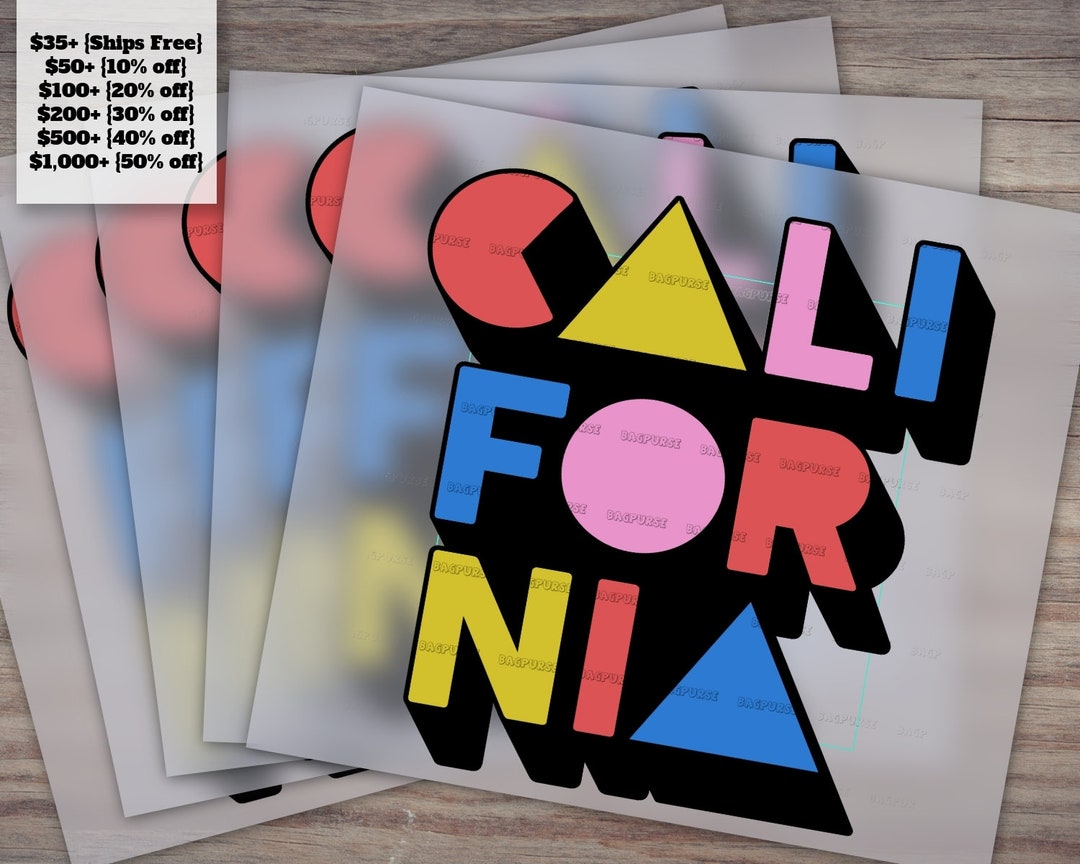 California State Typography Design, Colorful Heat Transfer, Ready to ...