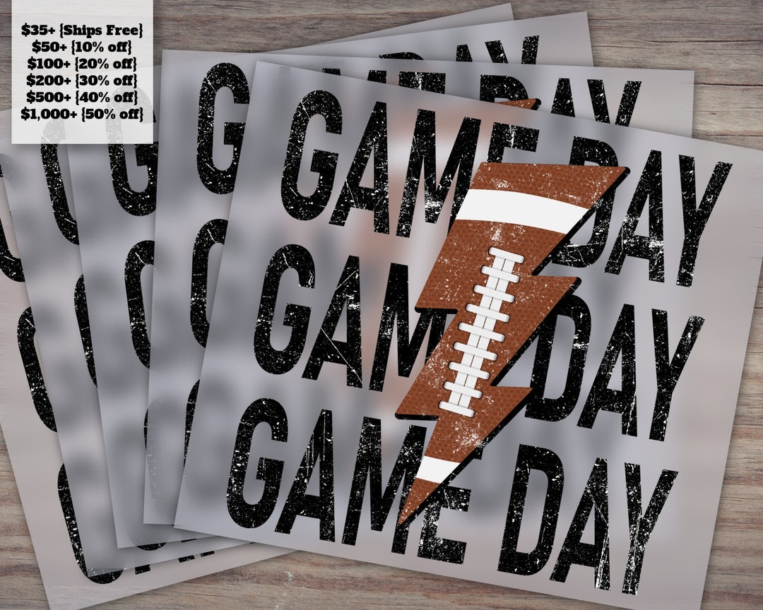 Game Day Football Lightning Bolt Dtf, Digital Transfer Print ...
