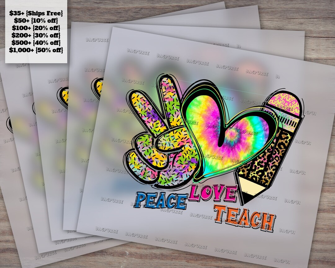 Peace Love Teach Hand Signal Design With Leopard Tie Dye Kindergarten ...