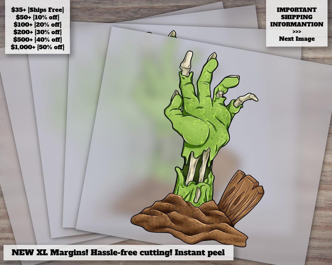 Spooky Zombie Hand Design | Halloween Heat Transfer | Ready to Press ...