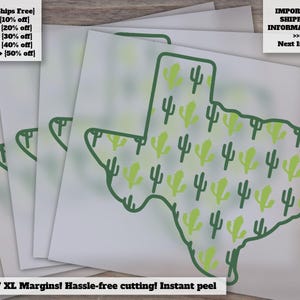 Texas Map With Cactus Design for Cricut, Silhouette, Heat Transfer, DTF ...