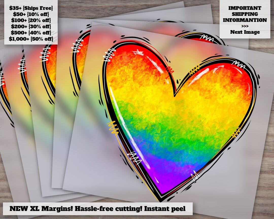 Pride Heart LGBTQ+ Love is Love Heat Transfer, Colorful Design, Ready ...