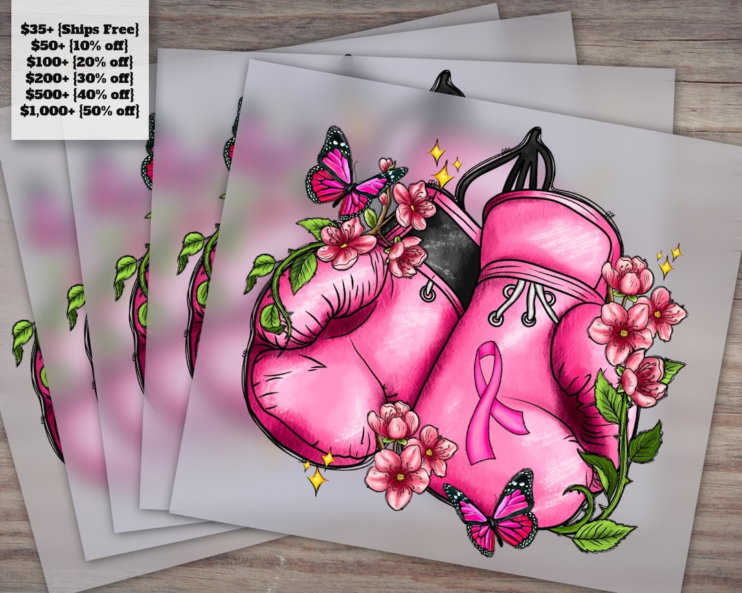 Breast Cancer Awareness Boxing Gloves Design, Ready to Press Heat ...