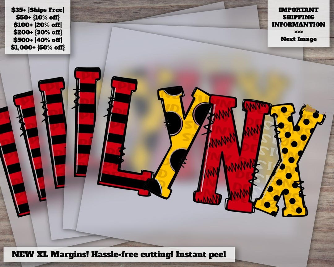 Lynx Doodle Design Mascot Spirit Tee | Ready to Press Heat Transfer ...