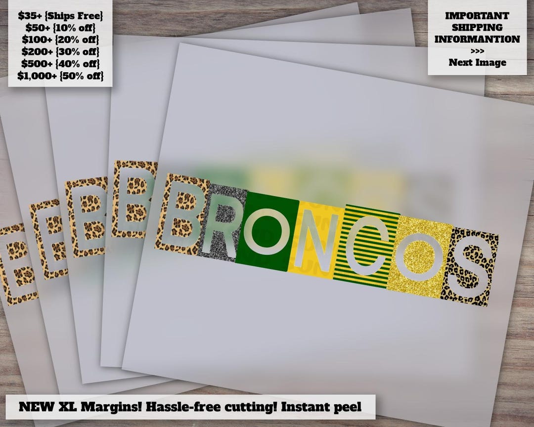 Broncos Spirit Tee Block Stencil Design for DTF, Ready to Press and ...