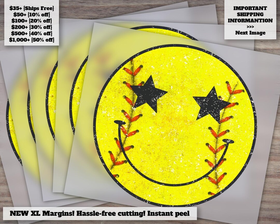 Retro Softball Smiley Face Design for Shirts, Ready-to-press Heat ...