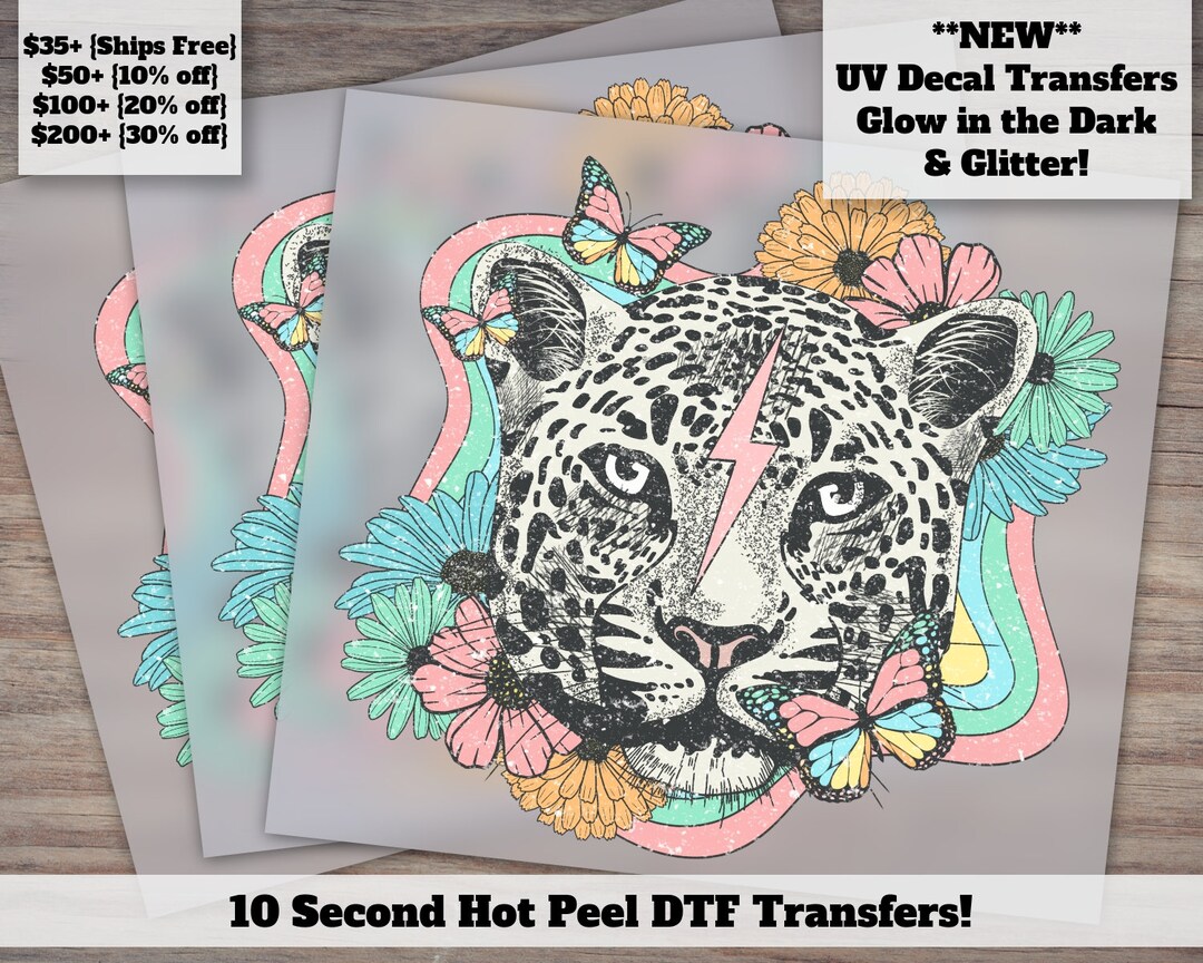 DTF Tiger and Floral Heat Transfers Trendy Hot Peel Ready to - Etsy