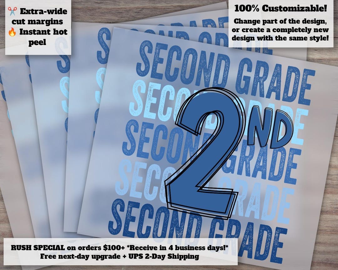 Boy's Second Grade Back-to-school T-shirt Design - Heat Transfer, Ready ...