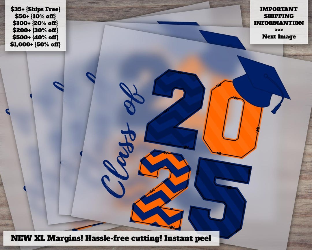 Class of 2025 Blue Orange Grad Cap Hat Graduation Clip Art | Ready to ...