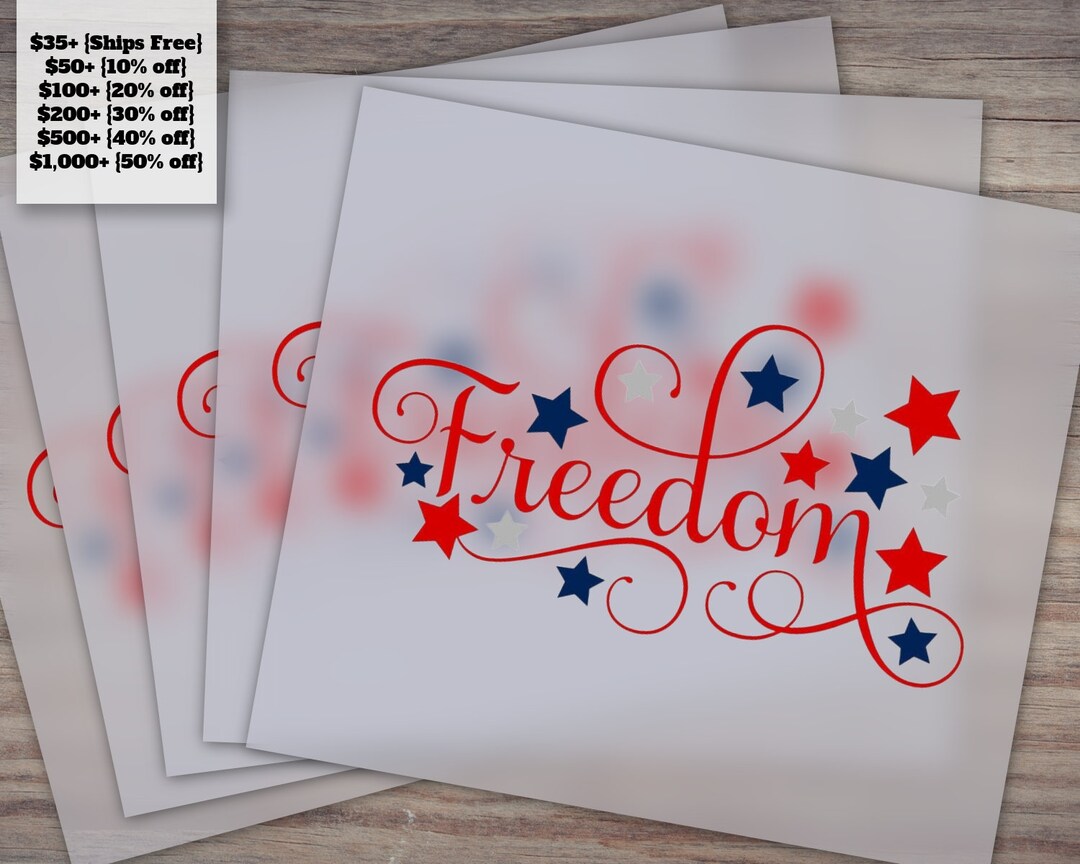 Patriotic Freedom Script for 4th of July, Heat Transfer, DTF, Ready to ...