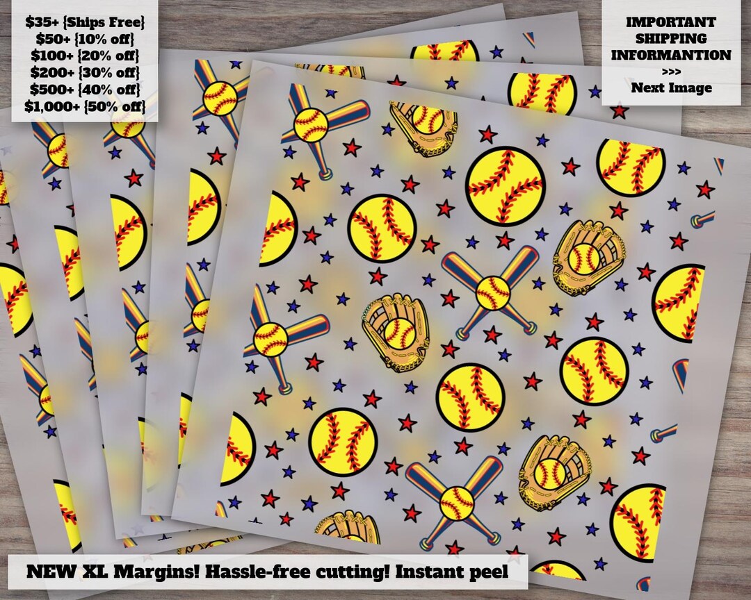 Softball Seamless Pattern for Fabric Print and Heat Transfer, Softball ...