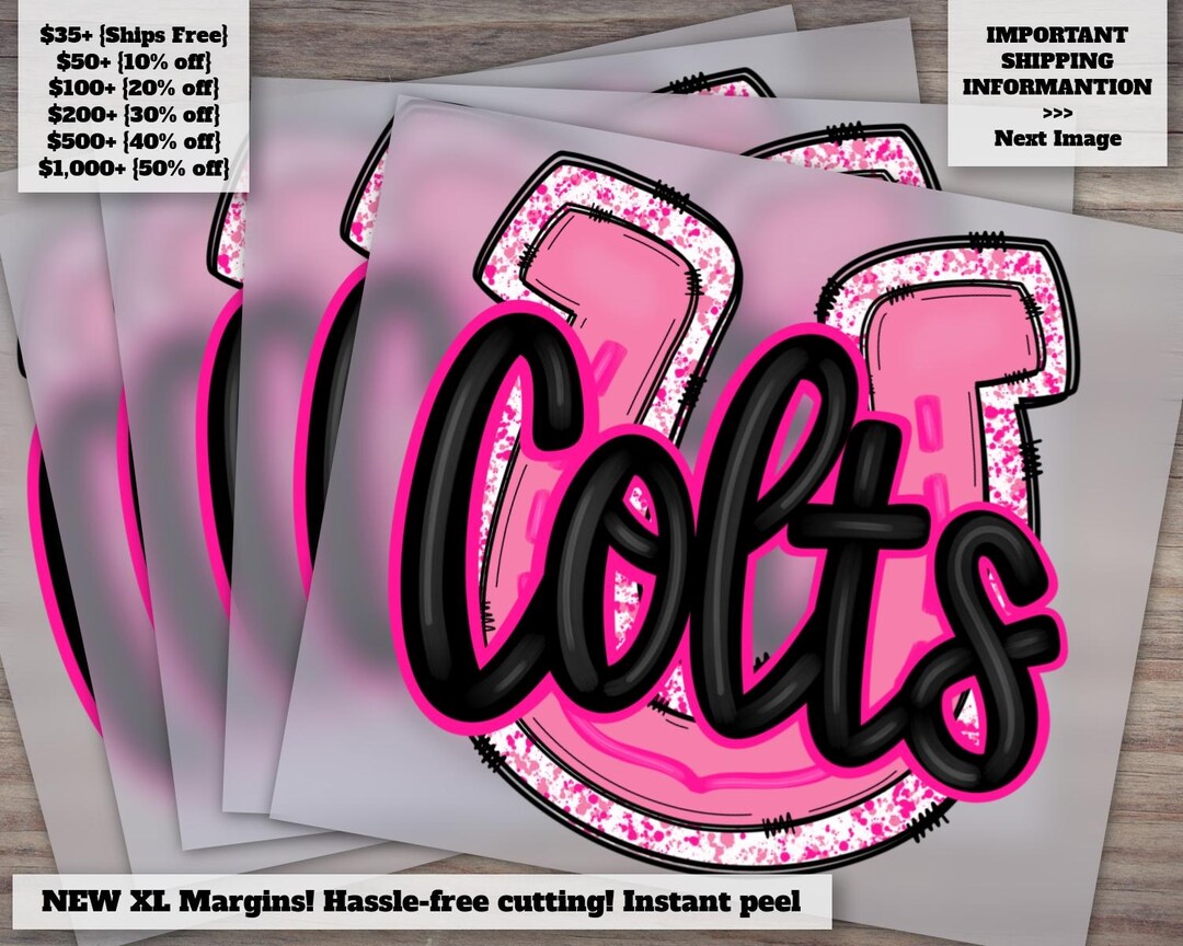Hand Drawn Colts Design for Pink October - Ready to Press Heat Transfer ...