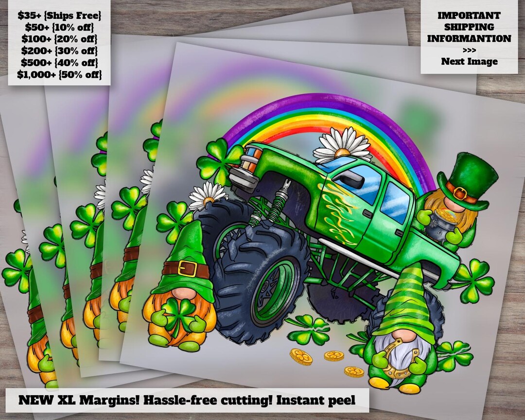 St. Patrick's Day Monster Truck Graphic, Shamrock Crusher Design, Heat ...