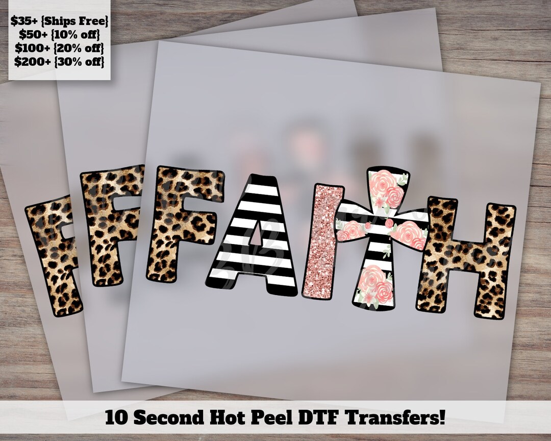 Dtf Heat Transfer Faith Cross Leopard More Floral Designs - Etsy