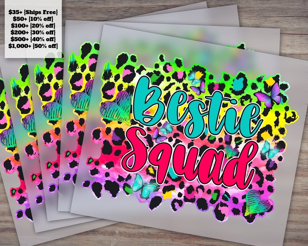 Best Friend Squad Designs, Ready to Press Heat Transfer, DTF, Bestie ...
