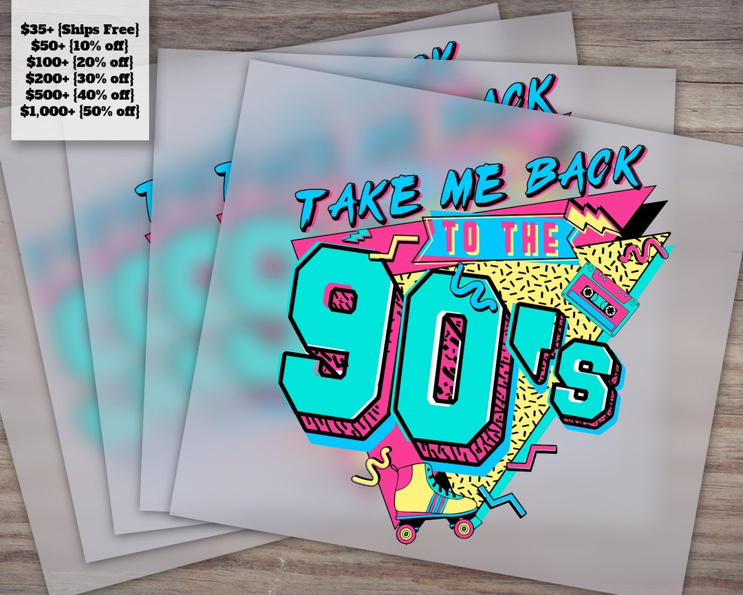 Retro '90s Design Heat Transfer Ready for T-shirts, Mugs, Bags DTF ...