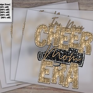 Cheer Mom Glitter Design Cheerleading Faux Embroidery Ready to Press ...