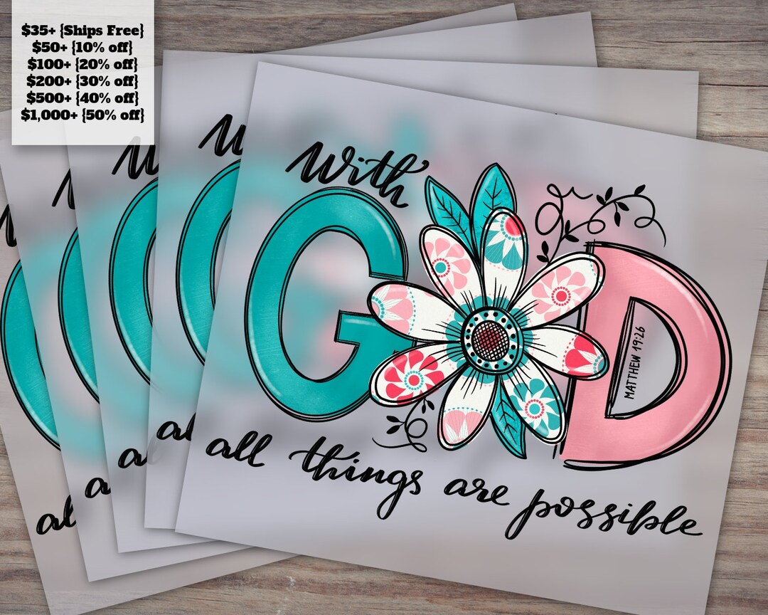 Christian Faith Sunflower Design 'with God All Things Are Possible ...