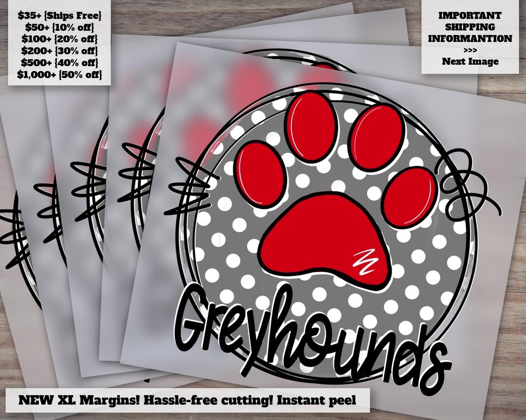 Greyhounds Paw Print Mascot Spirit Tee Design | Ready to Press Heat ...