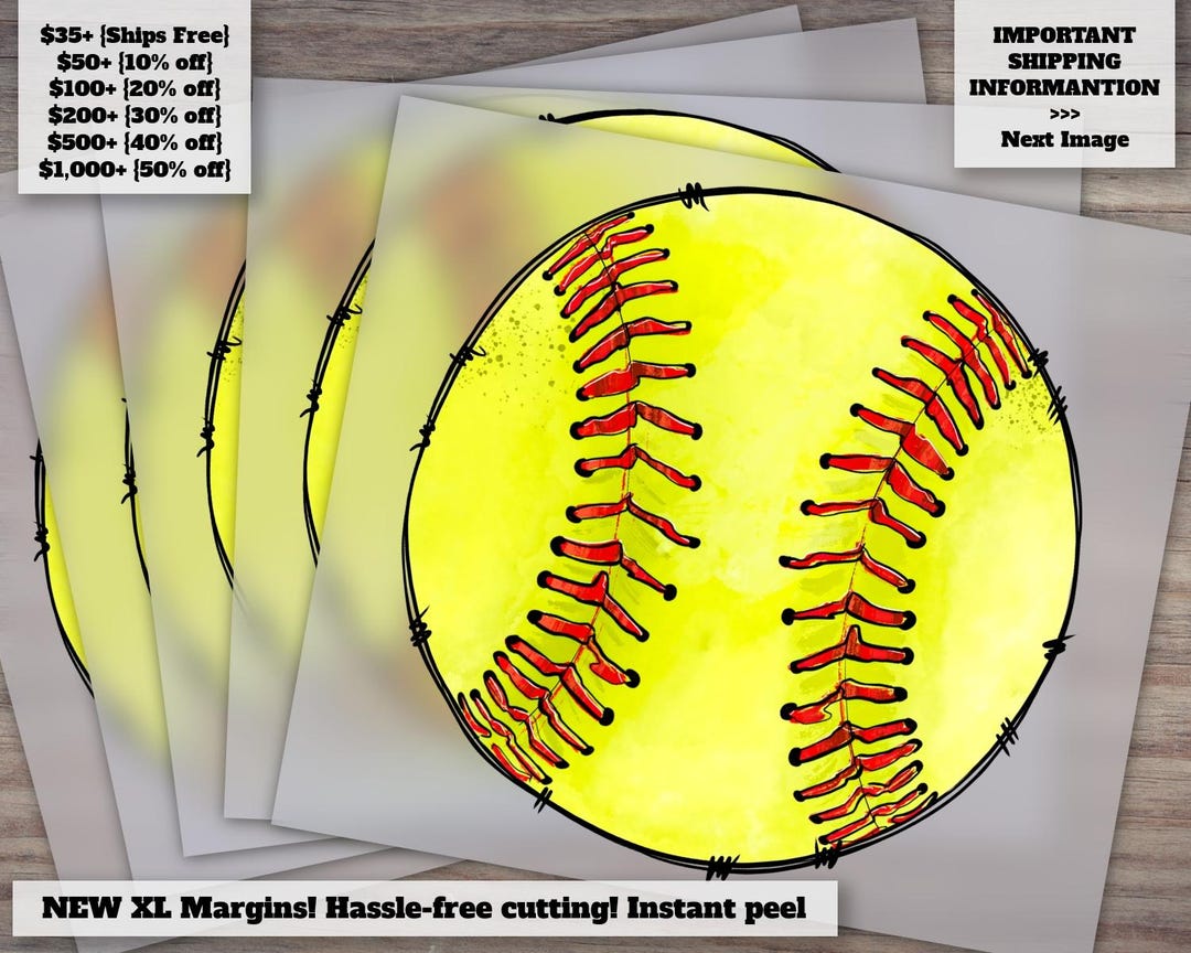 Hand-drawn Softball Design for Heat Transfer and DTF, Ready-to-press ...