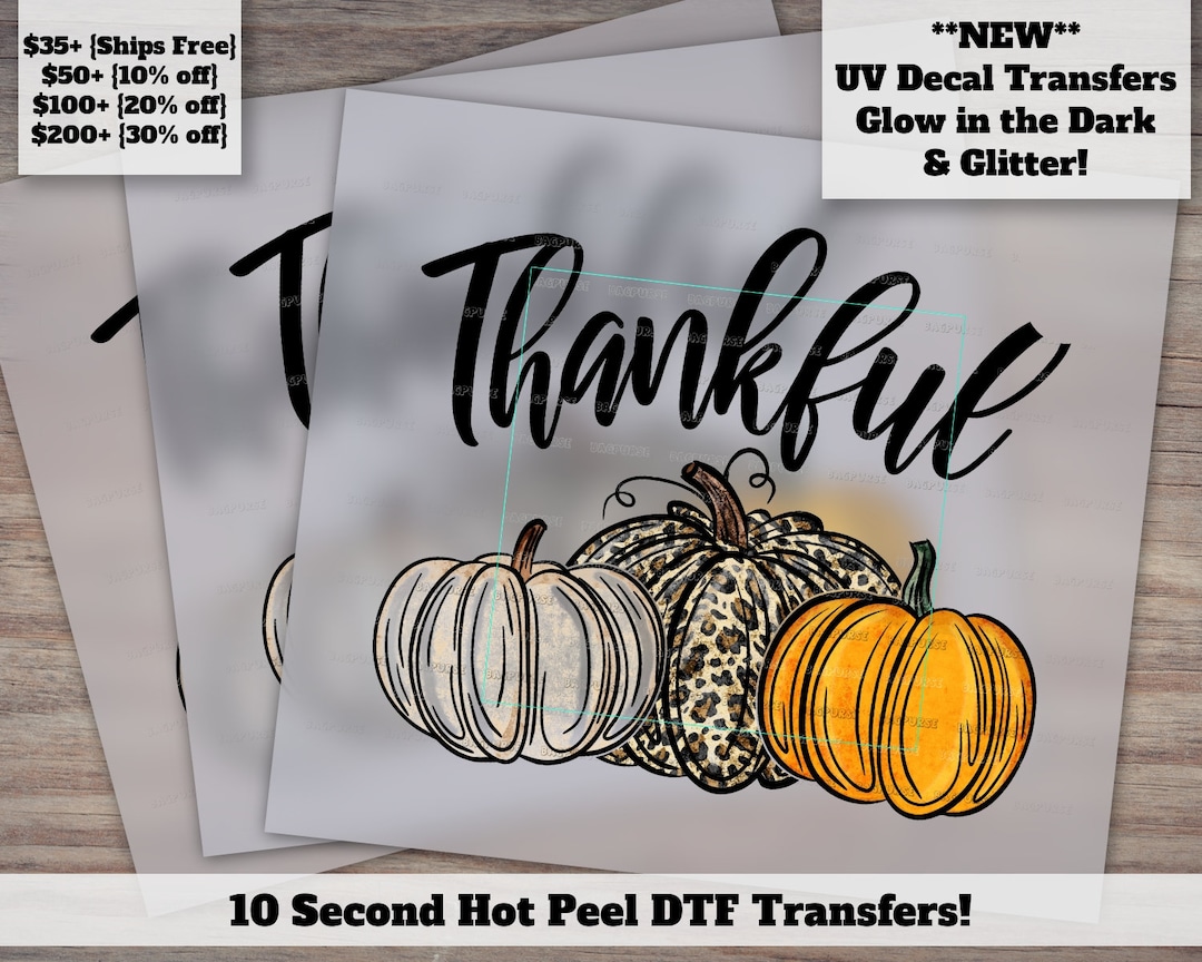 Thankful Pumpkin Fall Designs for Heat Transfer DTF and Ready - Etsy