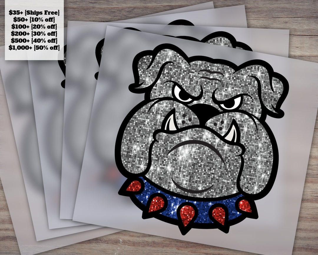 Sparkly Bulldog Faux Sequin Mascot, Game Day Heat Transfer, DTF, Ready to Press Design - Etsy