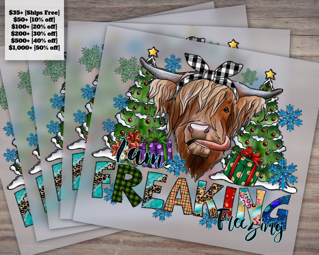 I Am Freaking Freezing Dtf, Cow Dtf, Snow, Christmas Cow, Highland Cow ...