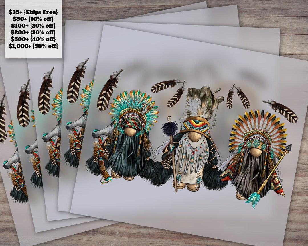 Native American Gnome Design, Indian Headdress Illustration, Ready to ...