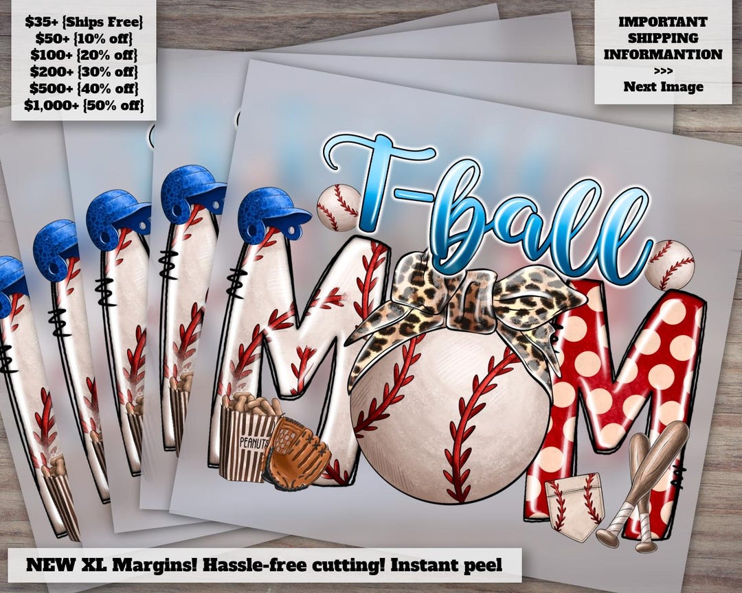 Baseball Mom T-shirt Design, T-ball Mom Clipart, Ready-to-press Heat ...