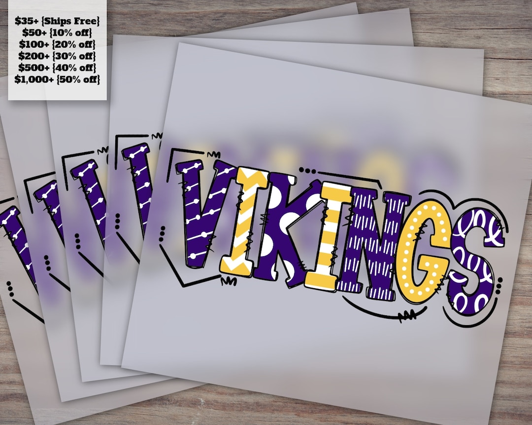 Vikings Spirit Tee Ready to Press Heat Transfer and DTF Unique Doodle ...