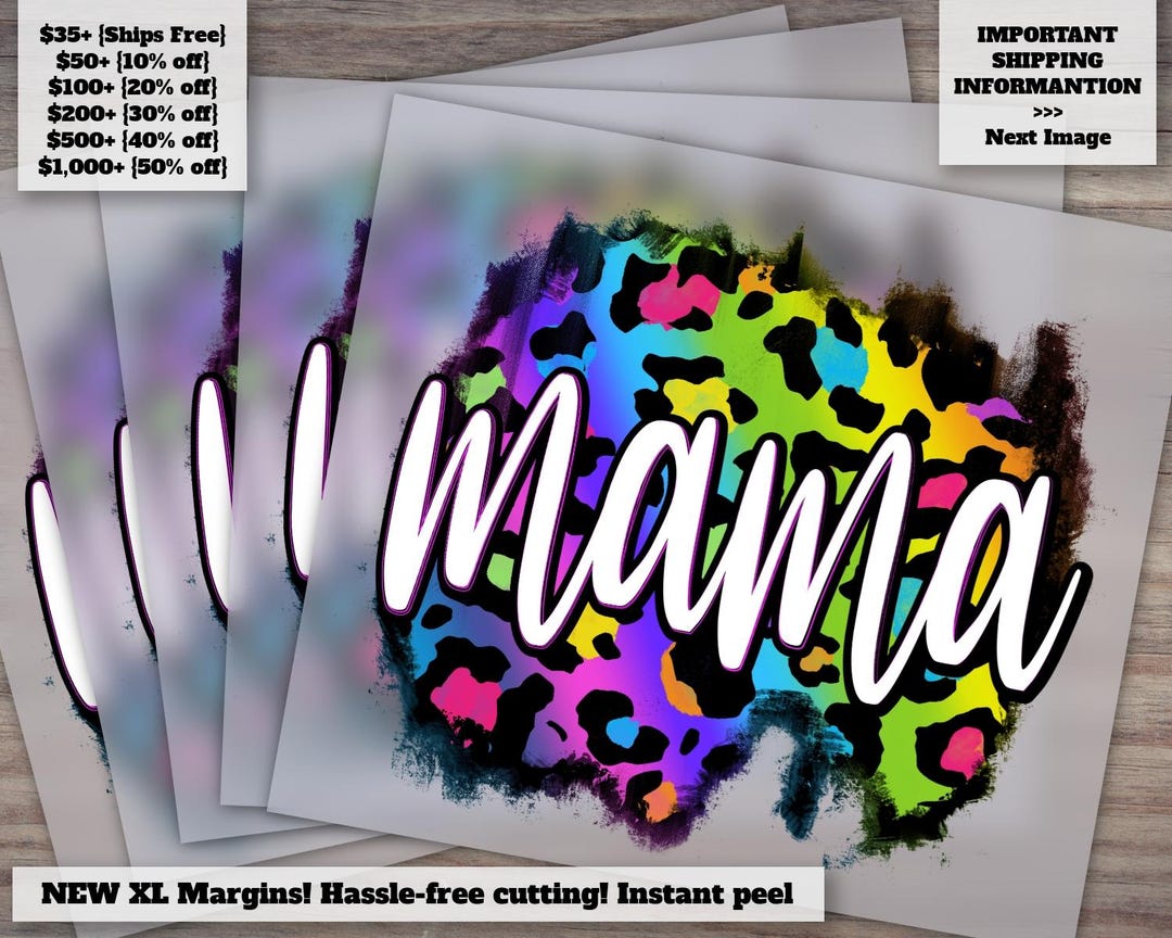 Colorful Leopard Retro Mama Design, Ready-to-press Heat Transfer, DTF ...