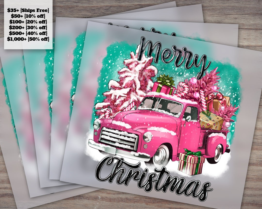 Ready to Press Pink Merry Christmas Truck Design, Heat Transfer ...
