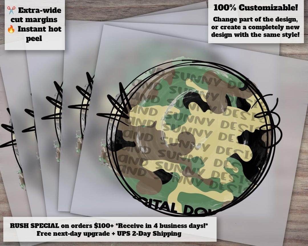 Camo Circle Doodle Design for Heat Transfer, DTF, and Ready-to-press ...