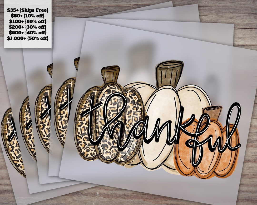 Thankful Pumpkins DTF Transfers Ready to Press Hot Peel Fall Trend for ...