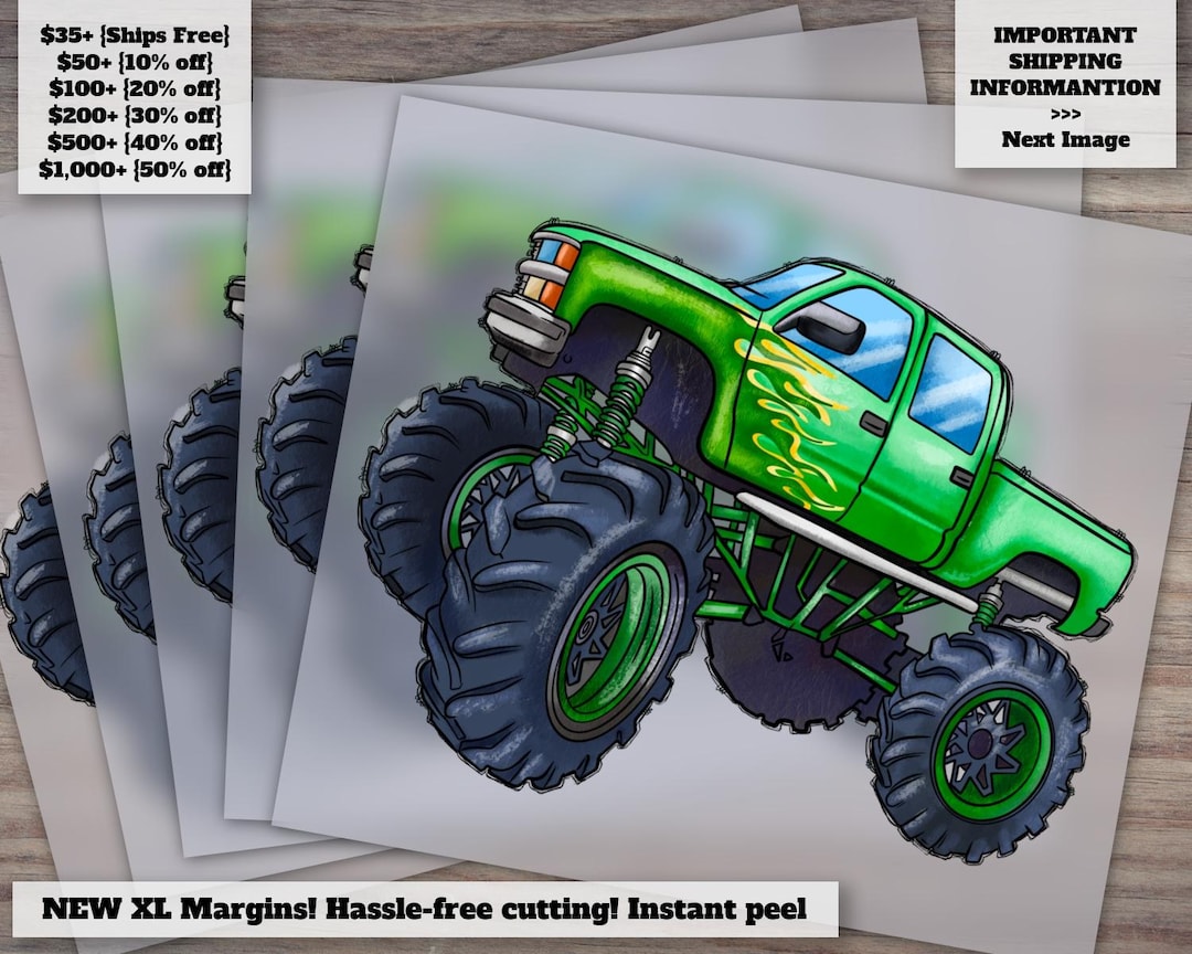 Monster Truck Heat Transfer Design, Ready to Press Western Theme, DTF ...