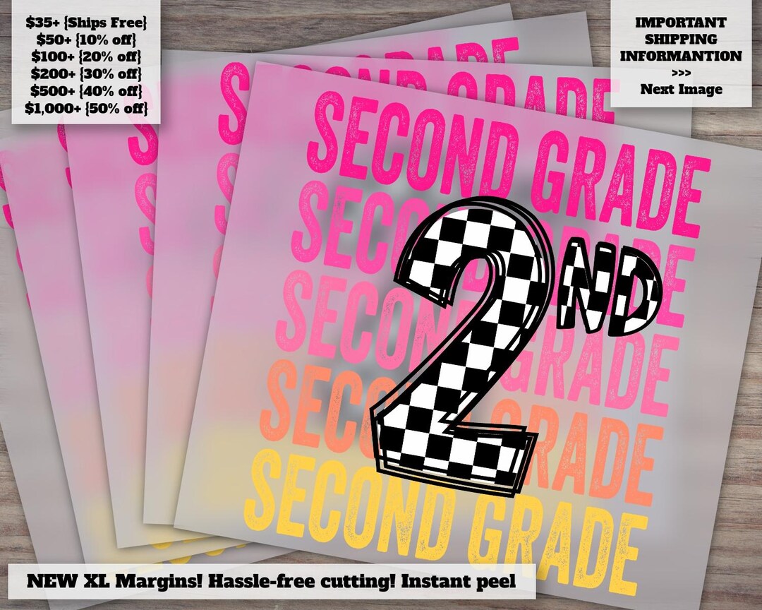 Second Grade Back-to-school Stacked Checker Girl - Cute Classroom Decor ...