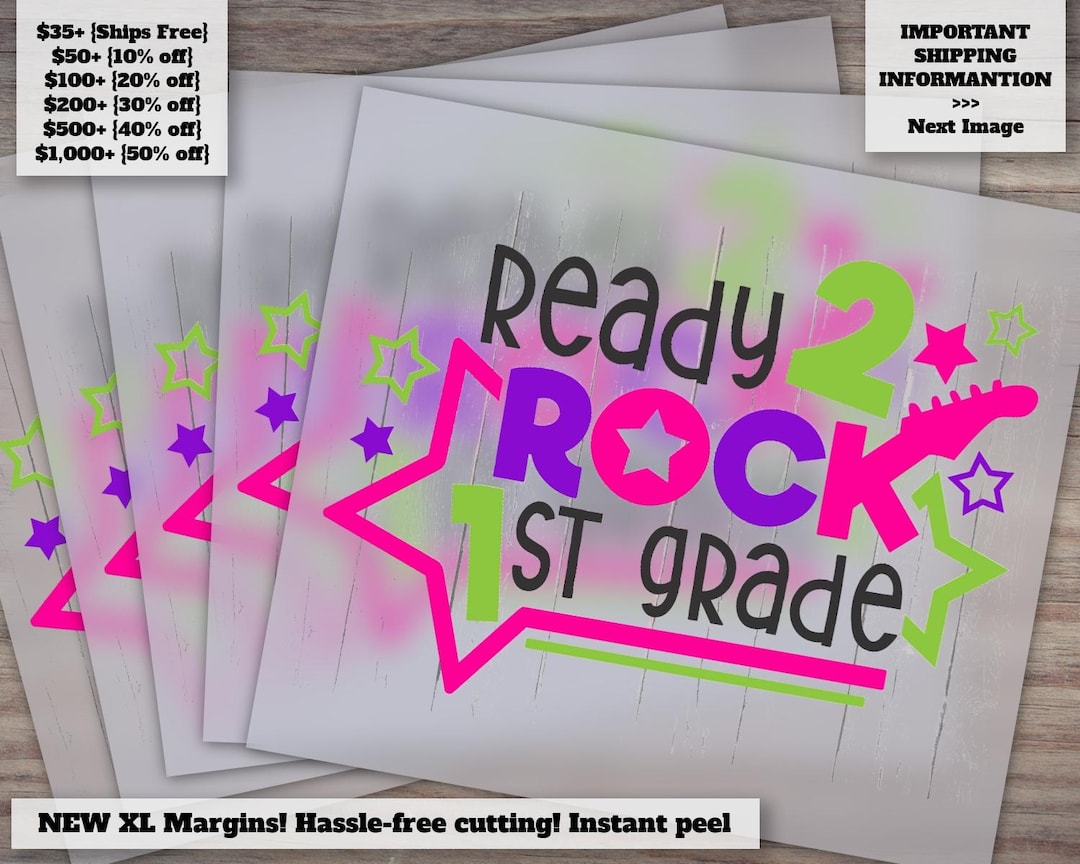 First Grade Ready to Rock Cutting Files for Silhouette and Cricut, Back ...