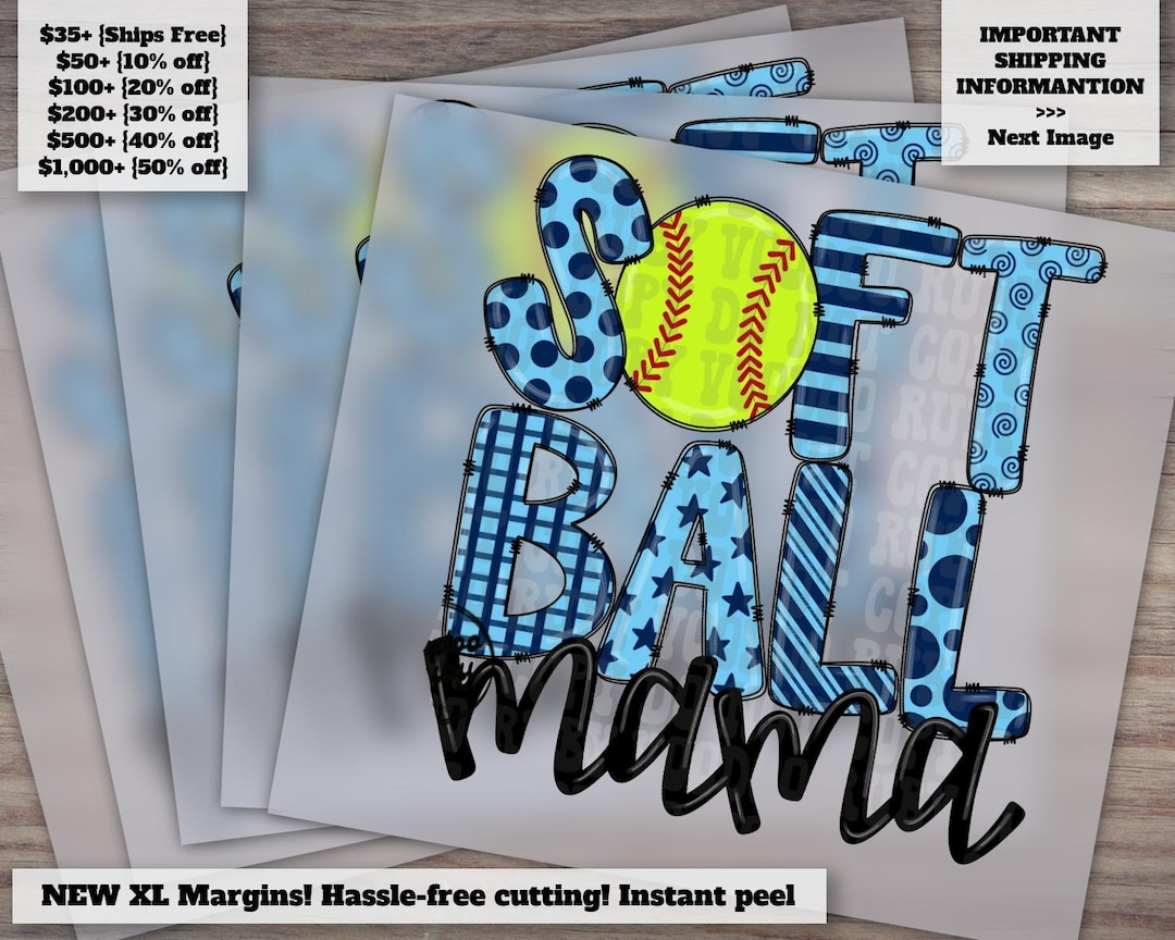 Hand Drawn Softball Mom Design - Blue Sports Theme, Ready for Heat ...
