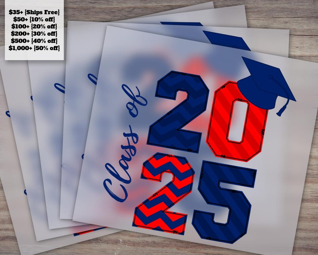 Class of 2025 Blue Red Grad Cap Graduation Design Heat Transfer, DTF ...