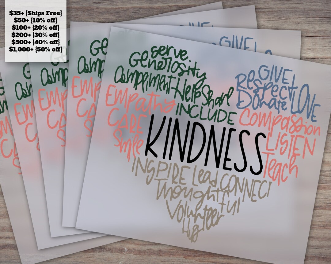 Be Kind Heart Design Positive Mental Health Quotes Ready-to-press Heat ...