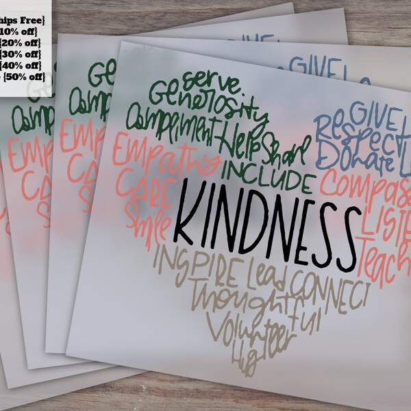 Be Kind Heart Design Positive Mental Health Quotes Ready-to-press Heat ...